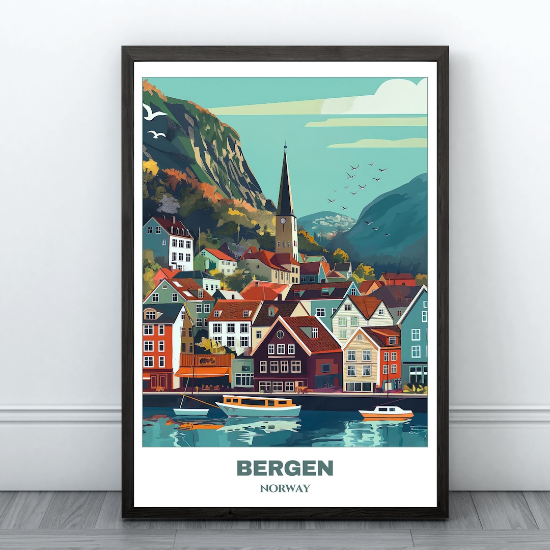 Bergen Printable Travel Poster - Norway Travel Poster - Insta Download ...