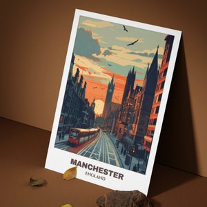 MANCHESTER Printable Travel Poster - England Travel Print -cityscape ...