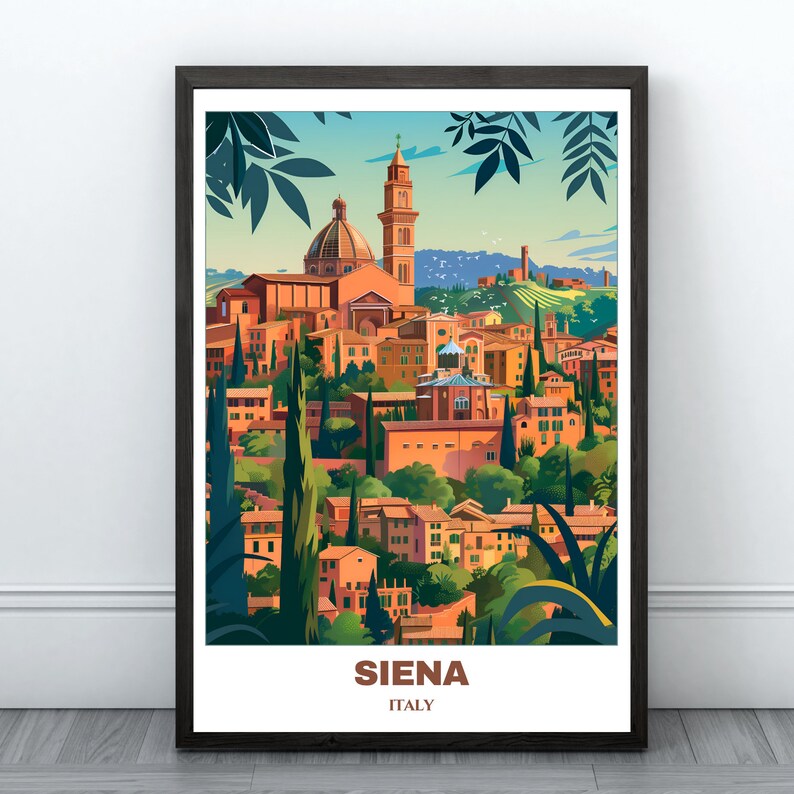 Siena Printable Travel Poster - Italy Travel Poster - Citycape Painting ...