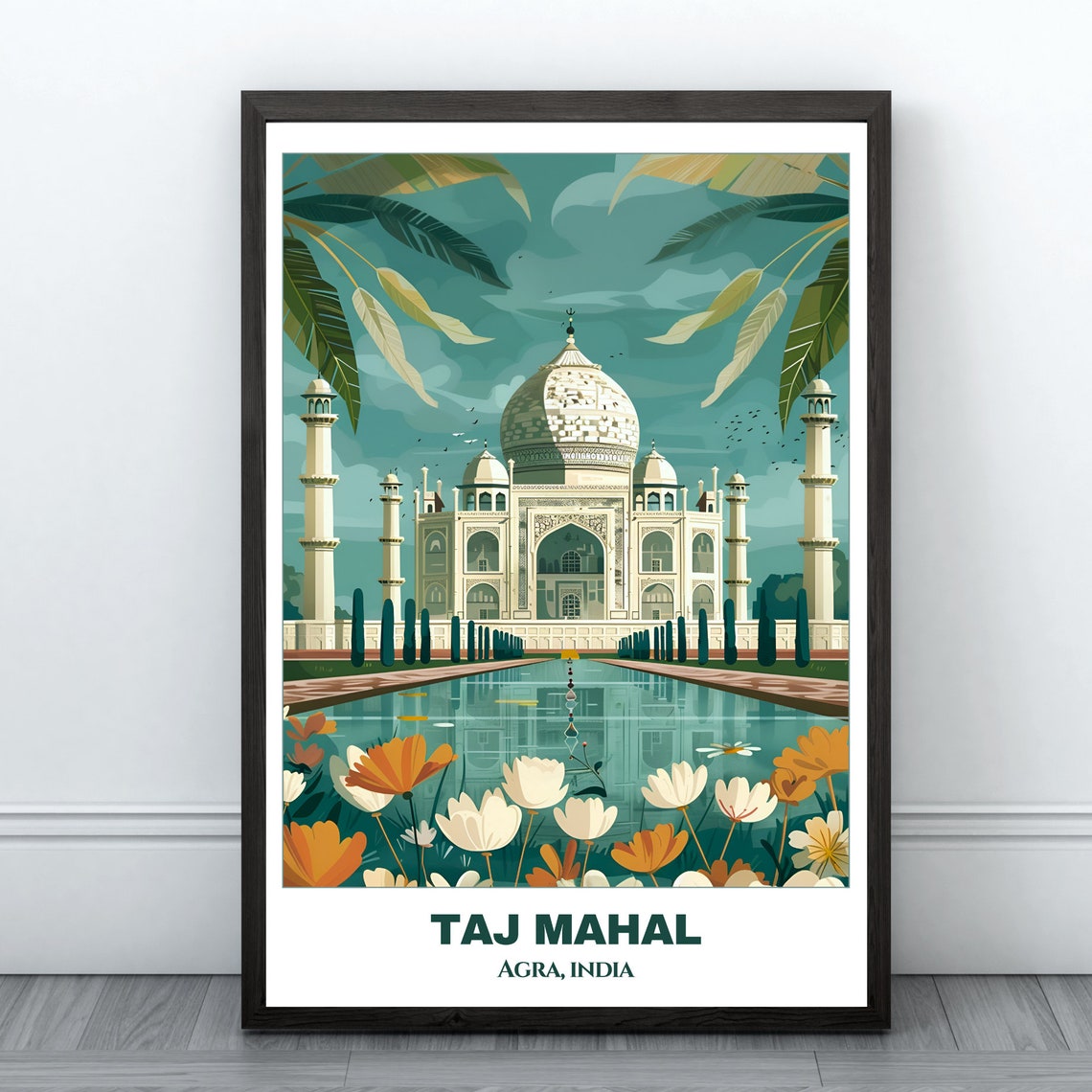 Taj Mahal Travel Printable Poster India Travel Poster Agra Painting ...
