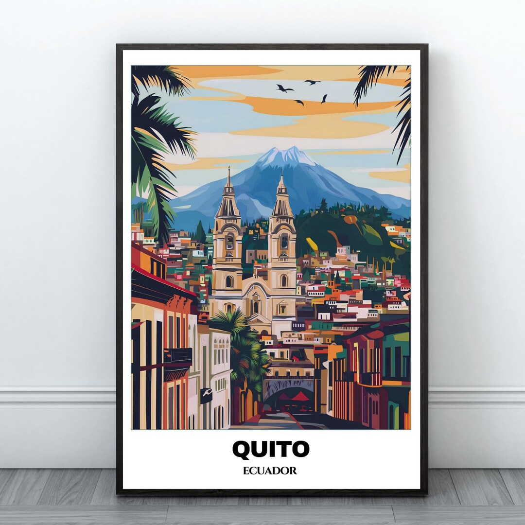 Quito Travel Printable Poster - Ecuador Travel Poster - Citycape Painting - Digital Wall Art ...