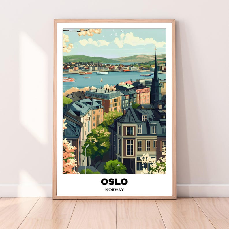 Oslo Travel Printable Poster - Norway Travel Poster - Citycape Painting ...