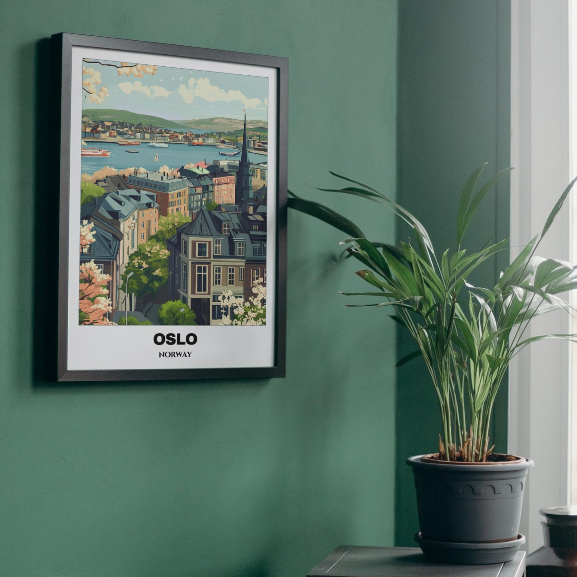 Oslo Travel Printable Poster - Norway Travel Poster - Citycape Painting ...