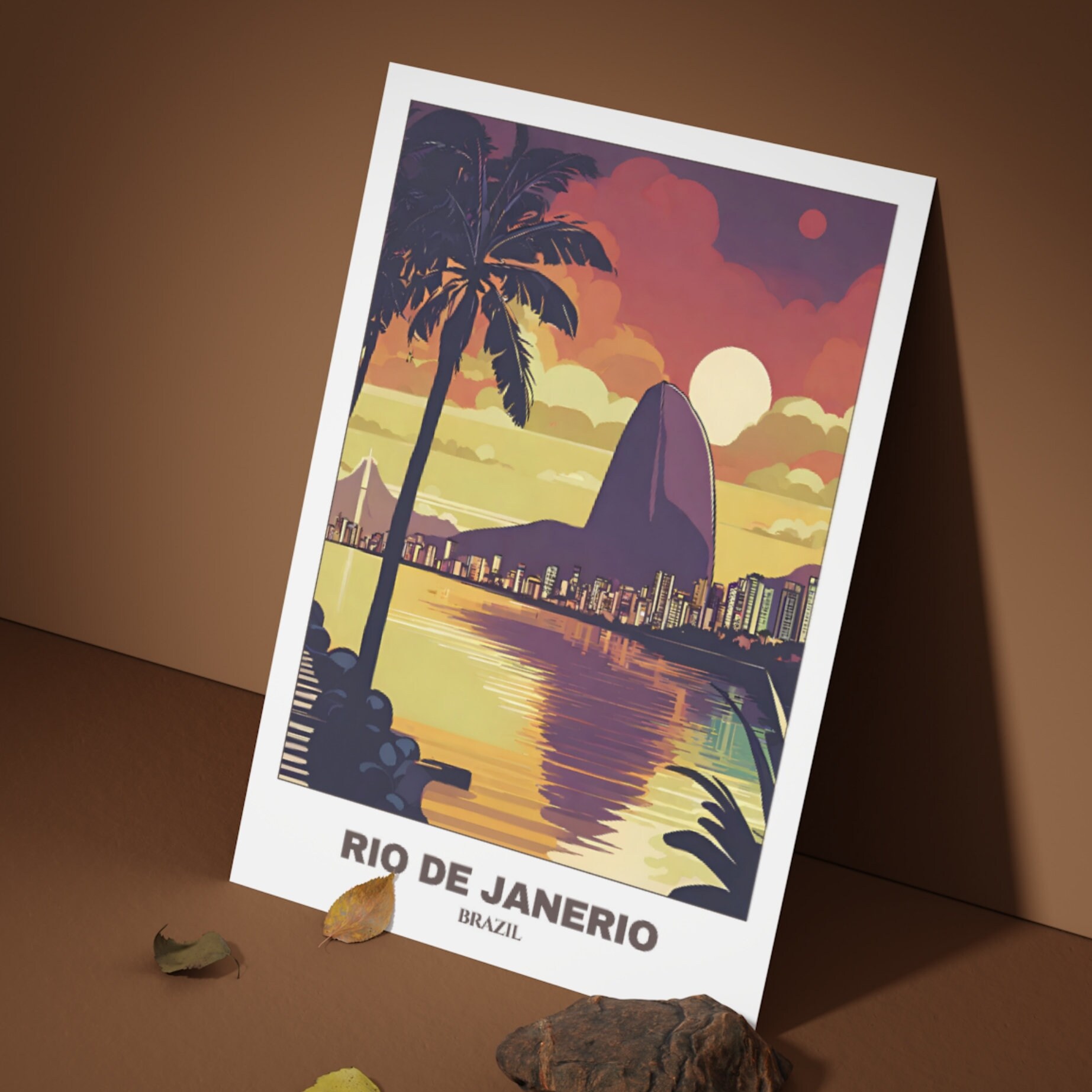 Rio De Janerio Travel Printable Poster Brazil Travel Poster Cityscape ...