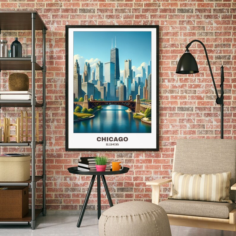 CHICAGO City Printable Poster Illinois Travel Poster Cityscape Painting ...