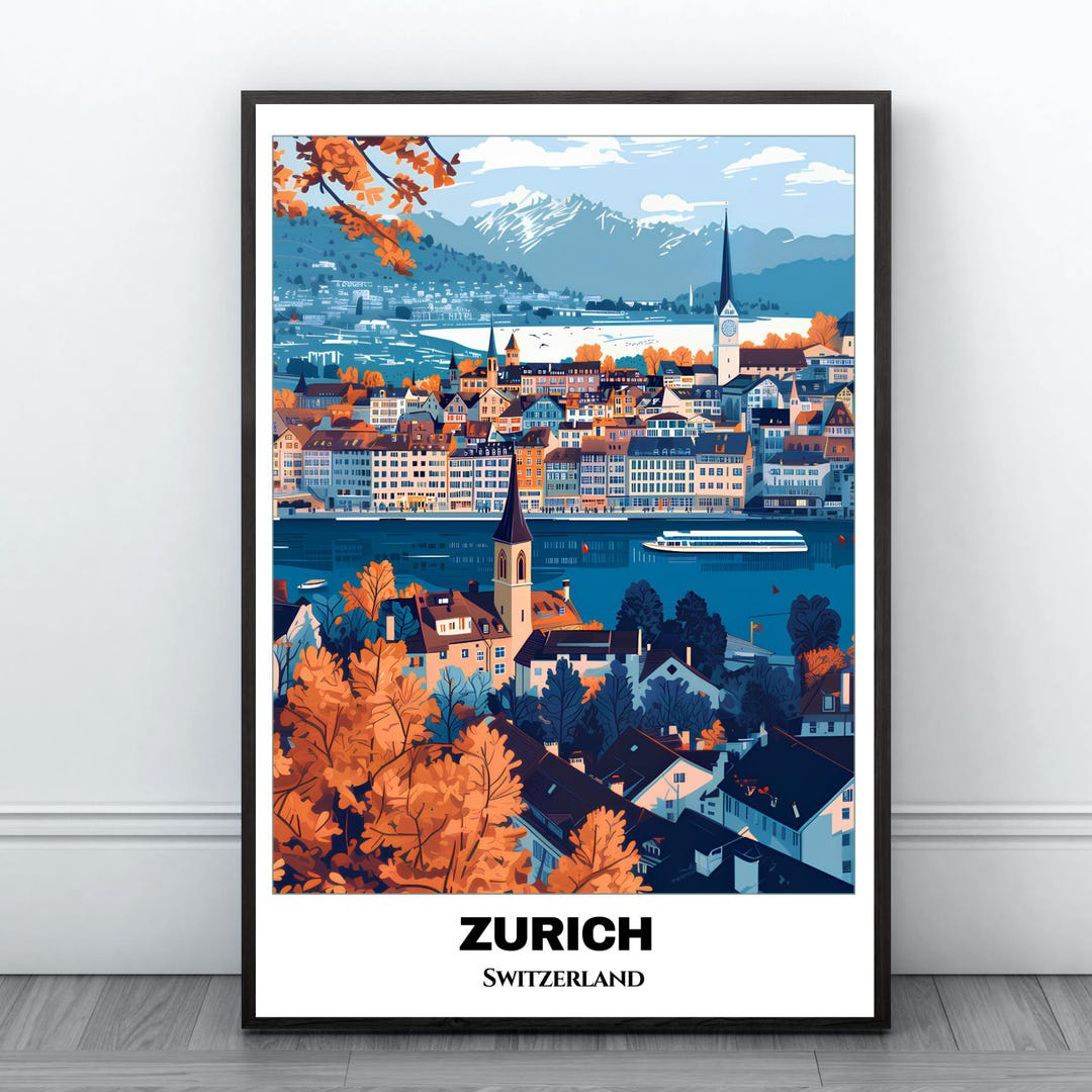 Zurich Travel Printable Poster - Switzerland Travel Poster -citycape ...