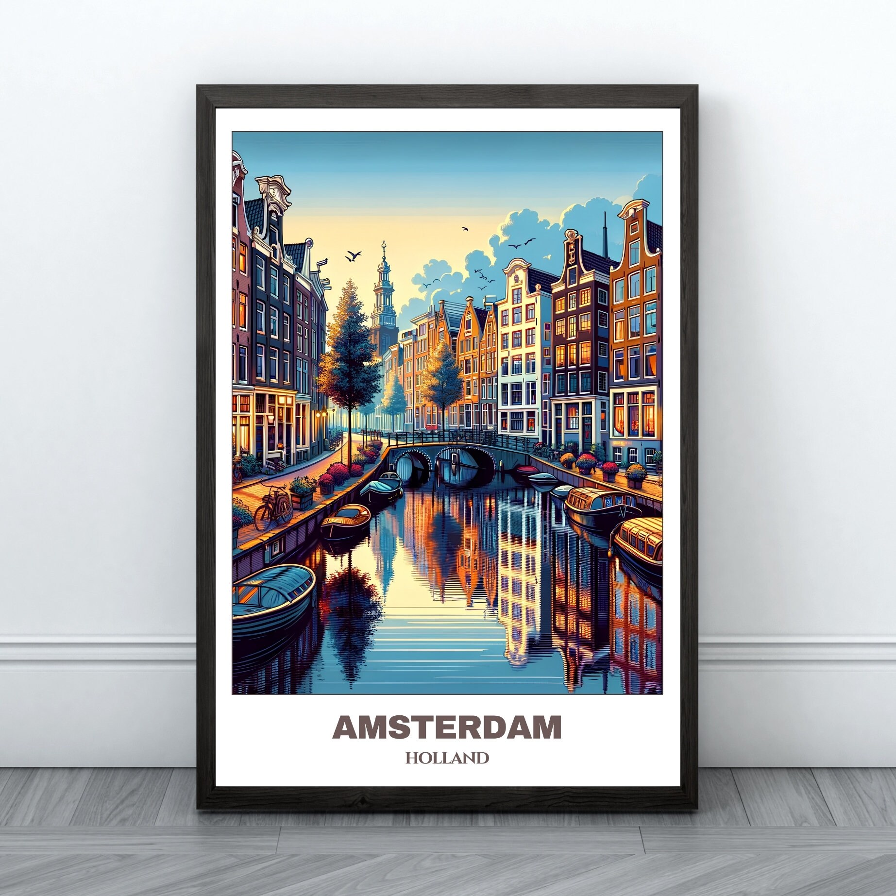 Amsterdam Travel Printable Poster -holland Travel Poster -cityscape ...