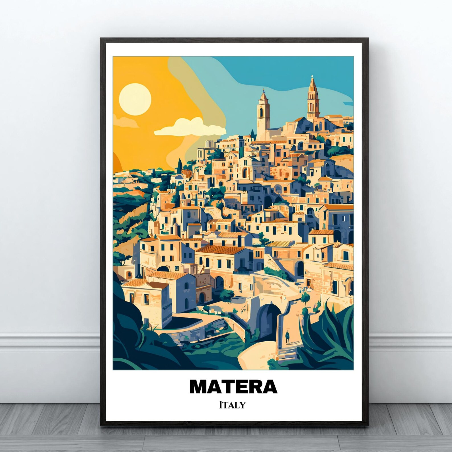Matera Travel Printable Poster - Italy Travel Poster - Citycape ...