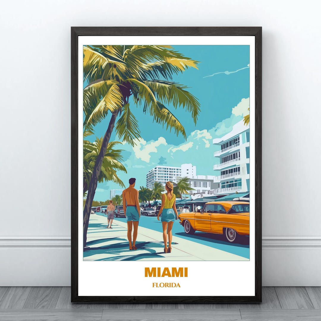 Miami Printable Travel Poster - Florida Travel Poster -digital Print ...