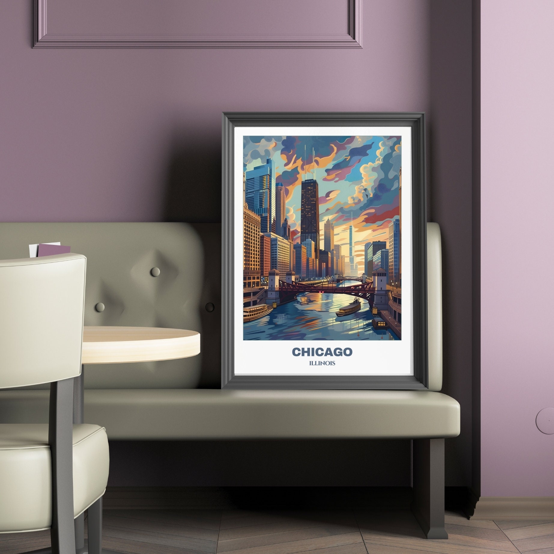 CHICAGO City Printable Poster Illinois Travel Poster Cityscape Painting ...