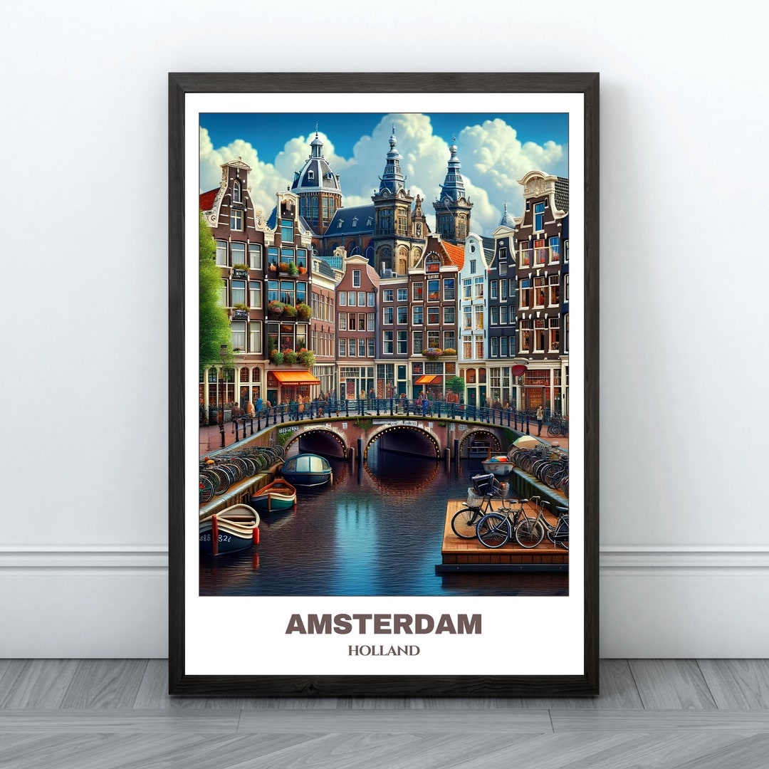 Amsterdam Travel Printable Poster- Netherlands Print -cityscape ...