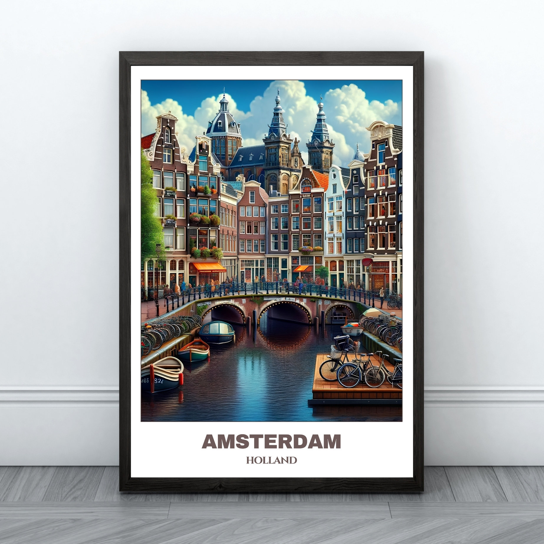 Amsterdam Travel Printable Poster- Netherlands Print -cityscape ...
