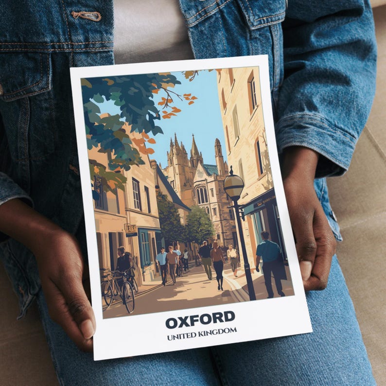 Oxford Travel Printable Poster United Kingdom Travel Poster Citycape ...