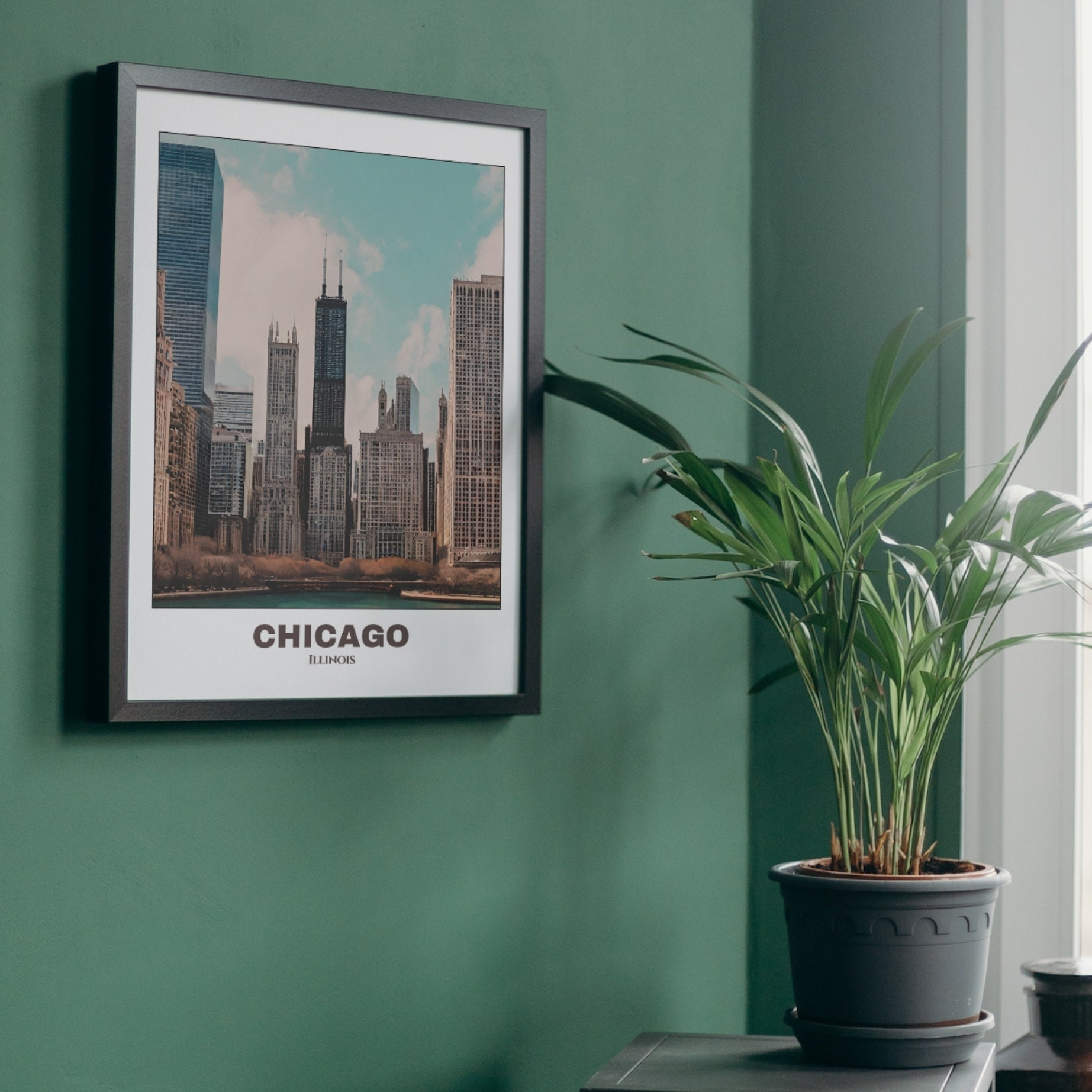 CHICAGO City Printable Poster Illinois Travel Poster Cityscape Painting ...