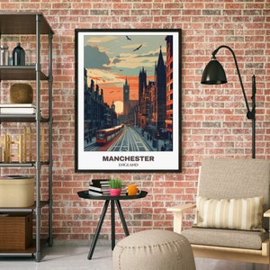 MANCHESTER Printable Travel Poster - England Travel Print -cityscape ...