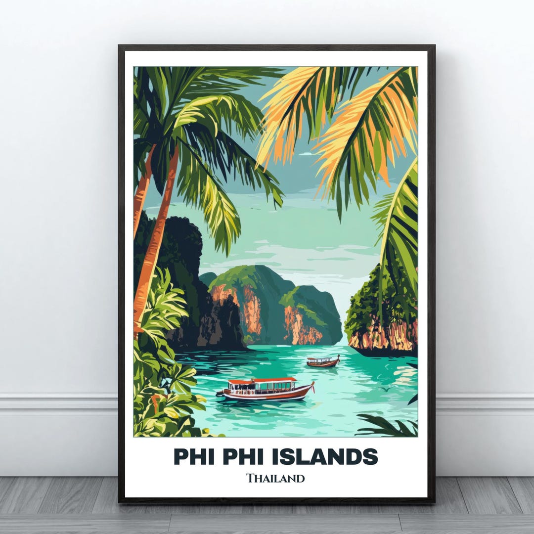 Phi Phi Islands Travel Printable Poster - Phuket Travel Poster - Phi ...