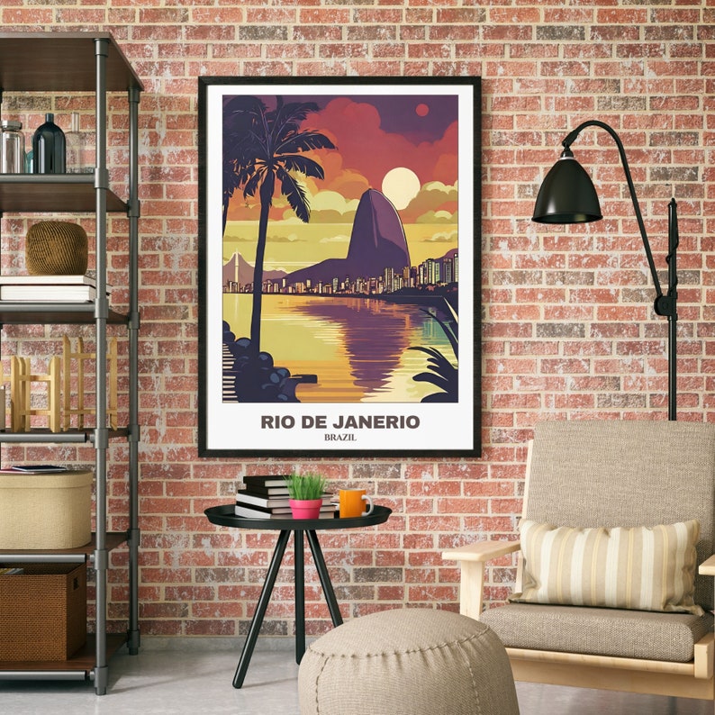 Rio De Janerio Travel Printable Poster Brazil Travel Poster Cityscape ...