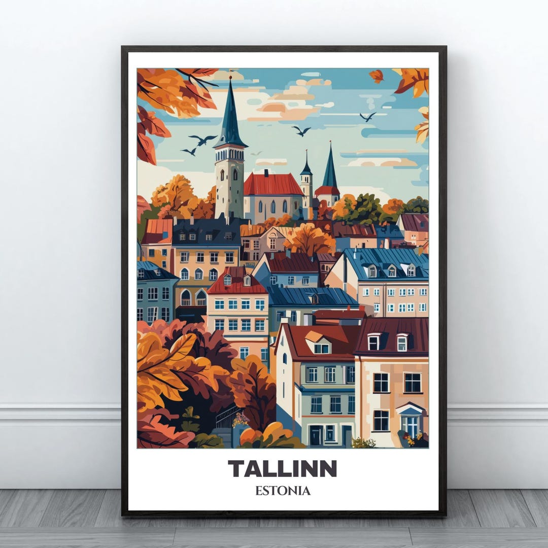 Tallinn Travel Printable Poster - Estonia Travel Poster - Citycape Painting - Digital Printable ...
