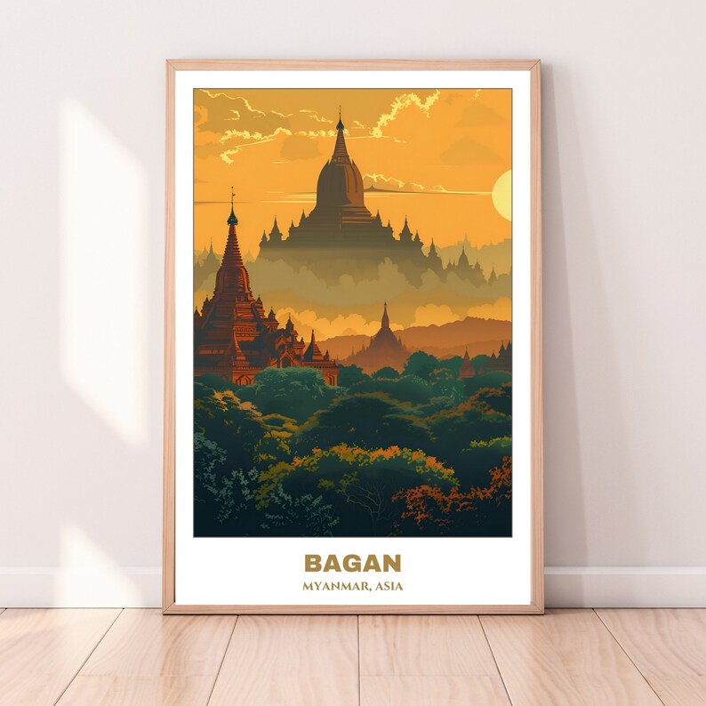 Bagan Travel Printable Poster -myanmar Travel Poster -asia Painting ...