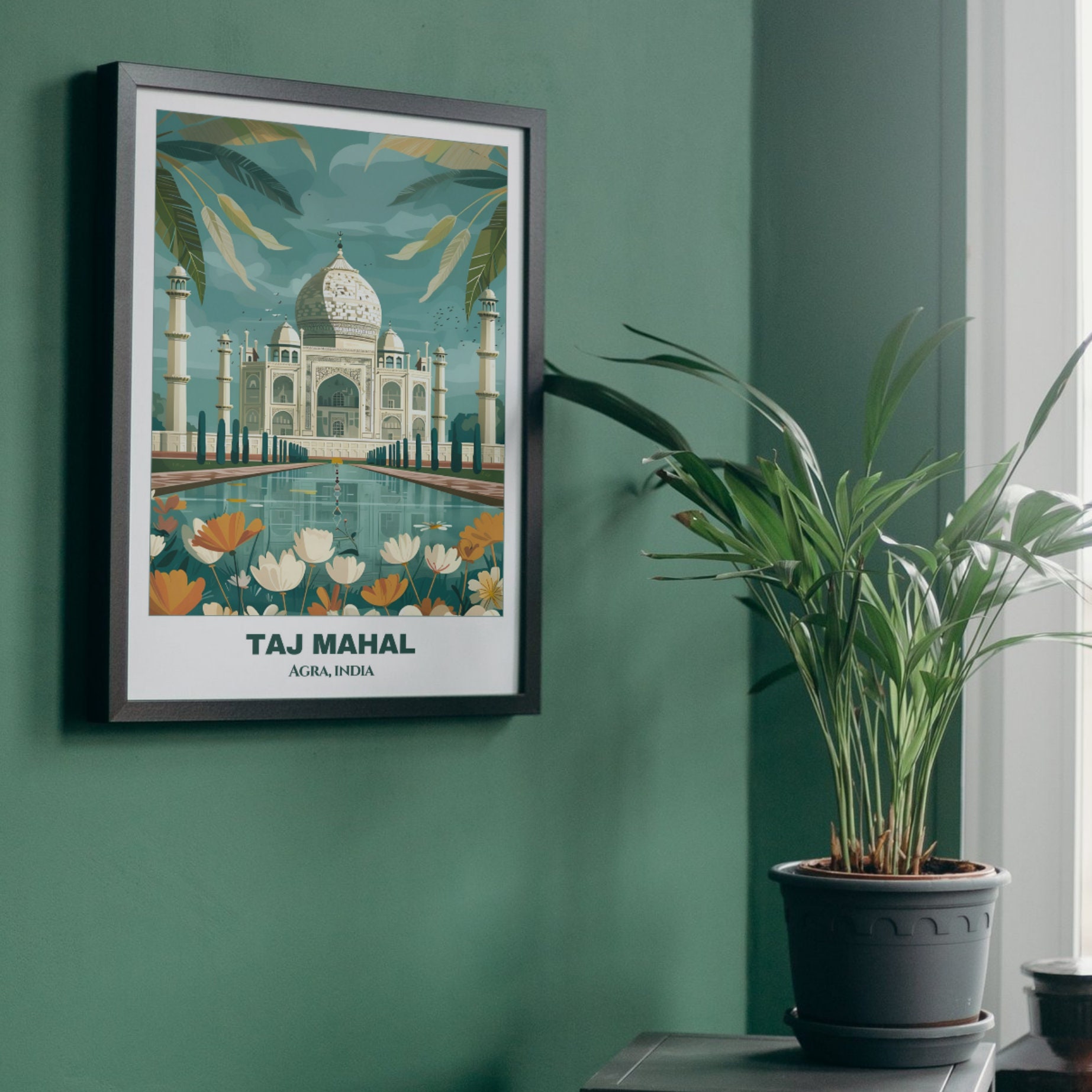 Taj Mahal Travel Printable Poster India Travel Poster Agra Painting ...