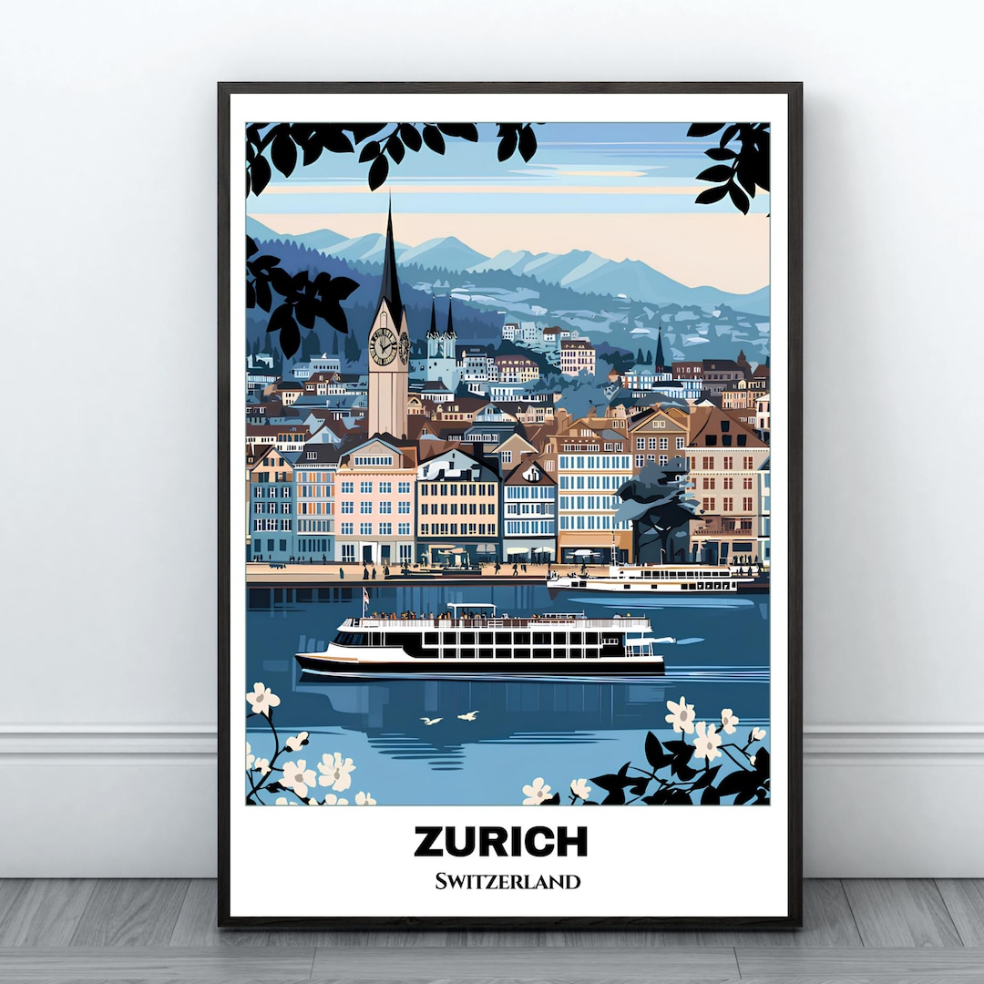 Zurich Travel Printable Poster - Switzerland Travel Poster -citycape ...
