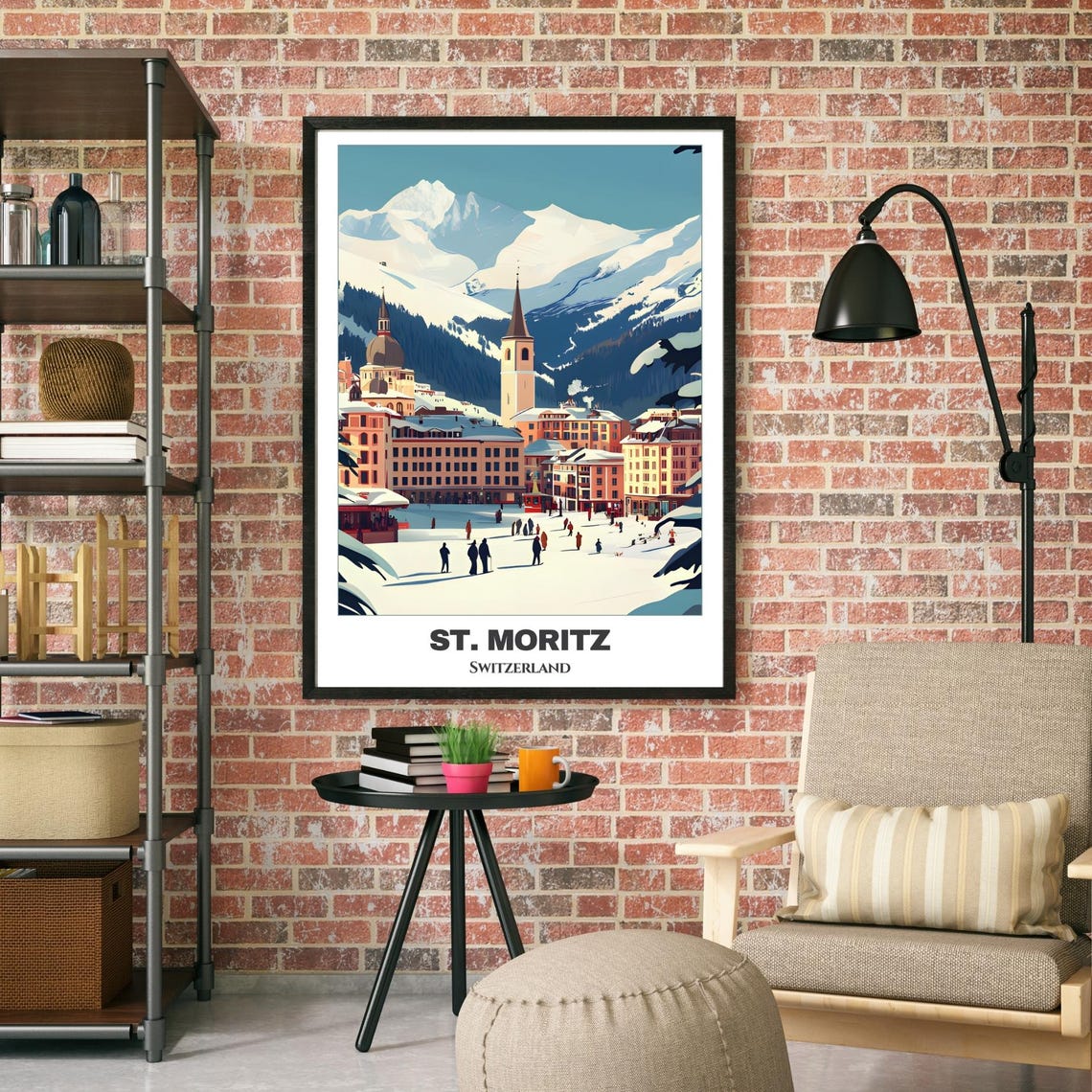 Sankt Moritz Travel Printable Poster switzerland Travel Poster-citycape ...