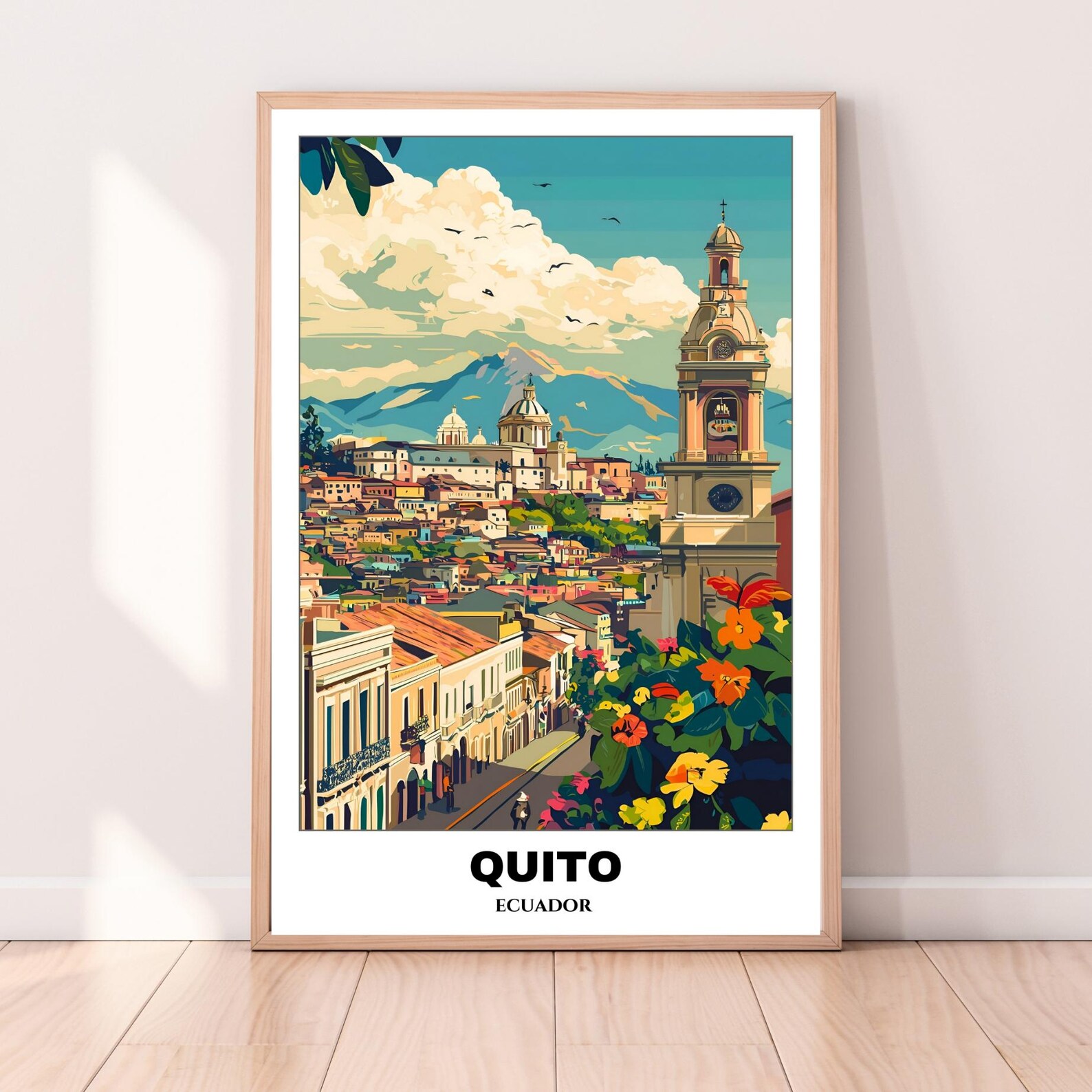 Quito Travel Printable Poster - Ecuador Travel Poster - Citycape Painting - Digital Wall Art ...