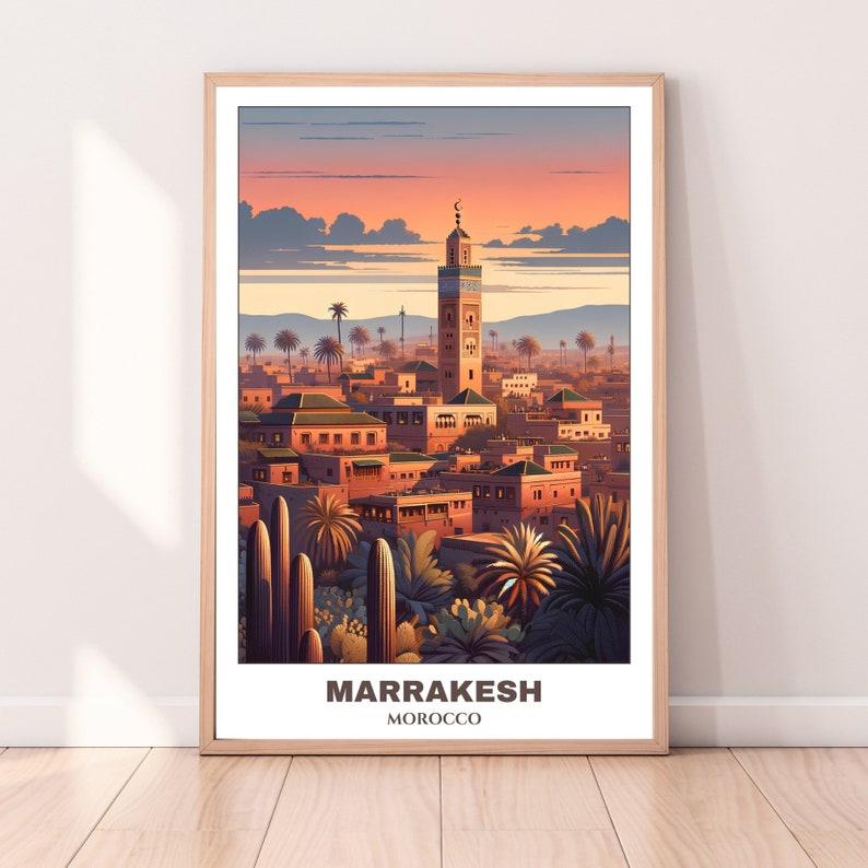 Marrekesh Travel Printable Poster - Morocco Travel Poster - Cityscape ...