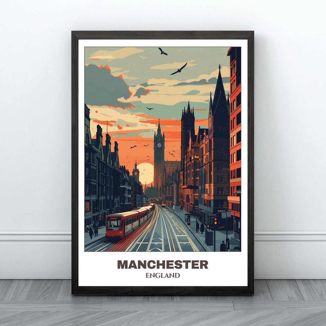 MANCHESTER Printable Travel Poster - England Travel Print -cityscape ...