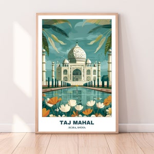 Taj Mahal Travel Printable Poster - India Travel Poster - Agra Painting ...