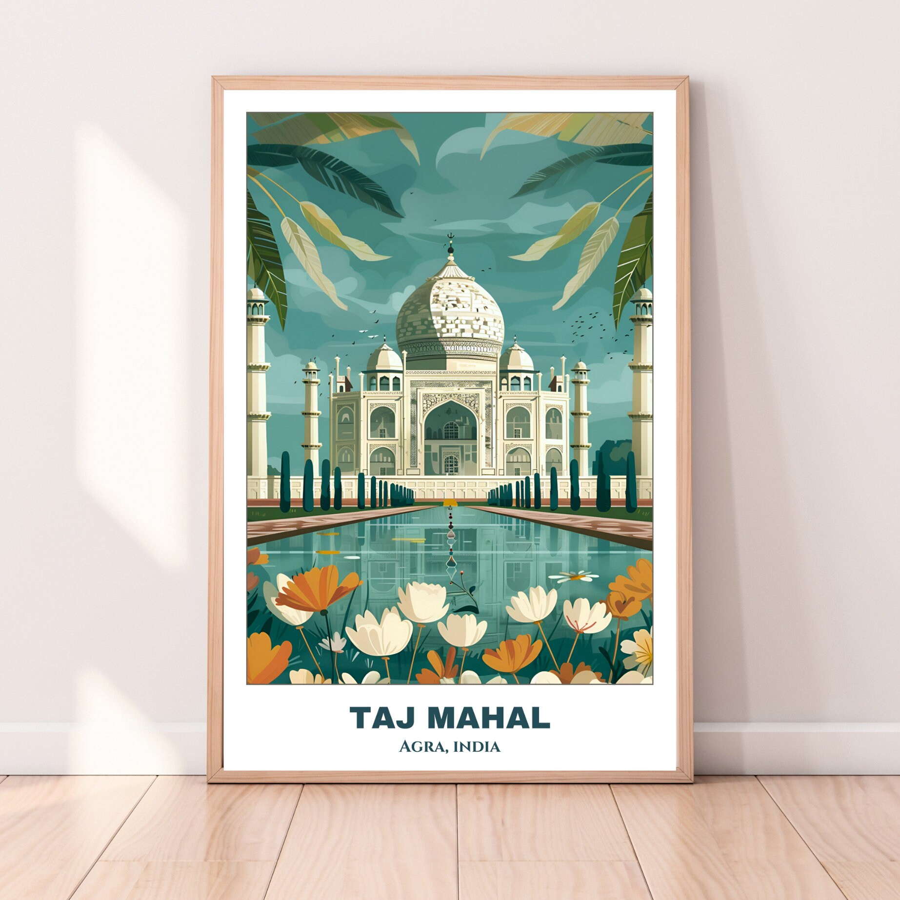 Taj Mahal Travel Printable Poster - India Travel Poster - Agra Painting ...