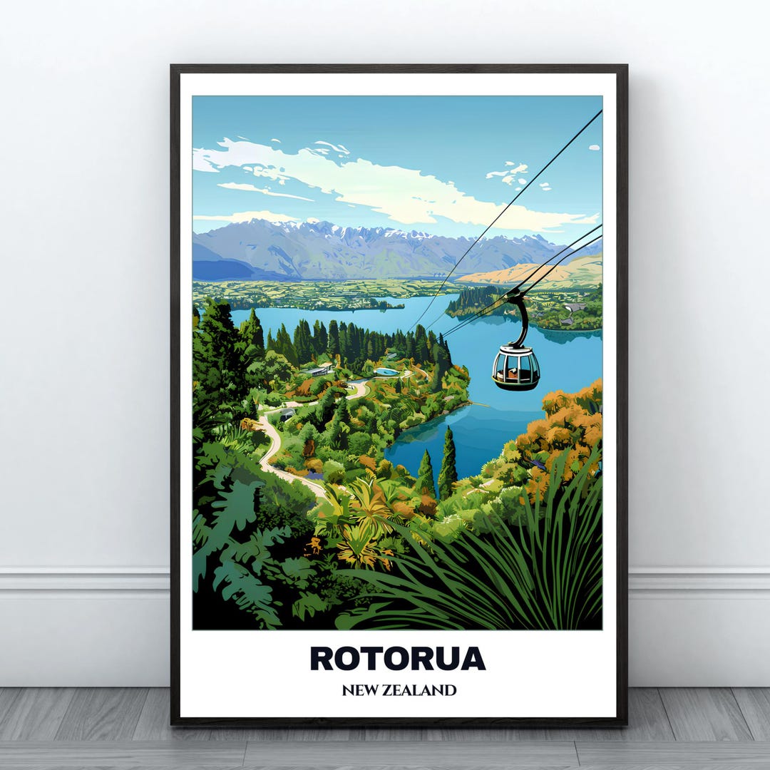 Rotorua Travel Printable Poster - New Zealand Travel Poster - Cityscape ...