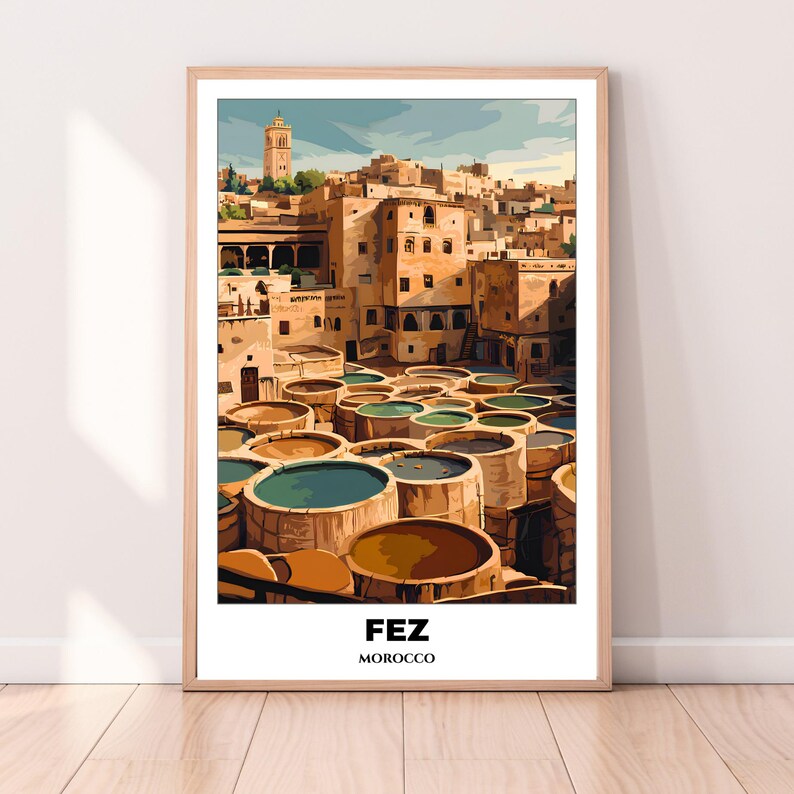 Fez Travel Printable Poster Morocco Travel Poster Citycape Painting ...