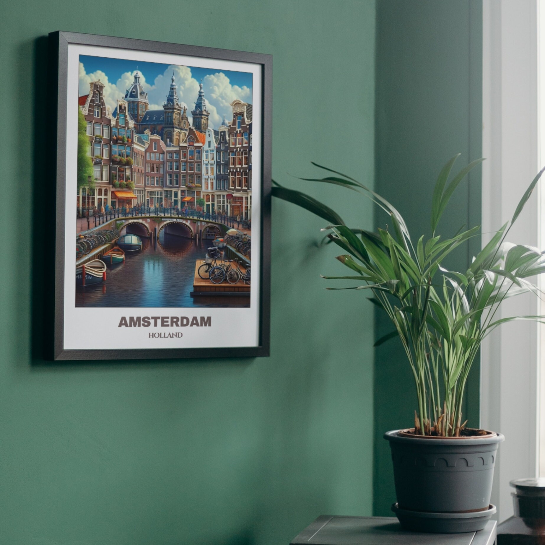 Amsterdam Travel Printable Poster- Netherlands Print -cityscape ...