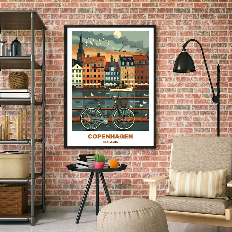Copenhagen Travel Poster: Denmark Cityscape Art (Digital Download ...