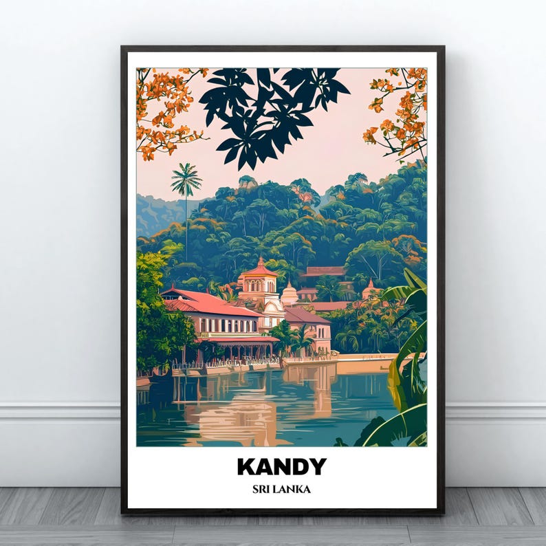 Kandy Travel Printable Poster - Sri Lanka Travel Poster - Cityscape ...
