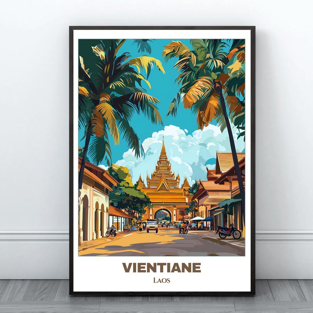 Vientiane Travel Printable Poster - Laos Travel Poster - Citycape ...