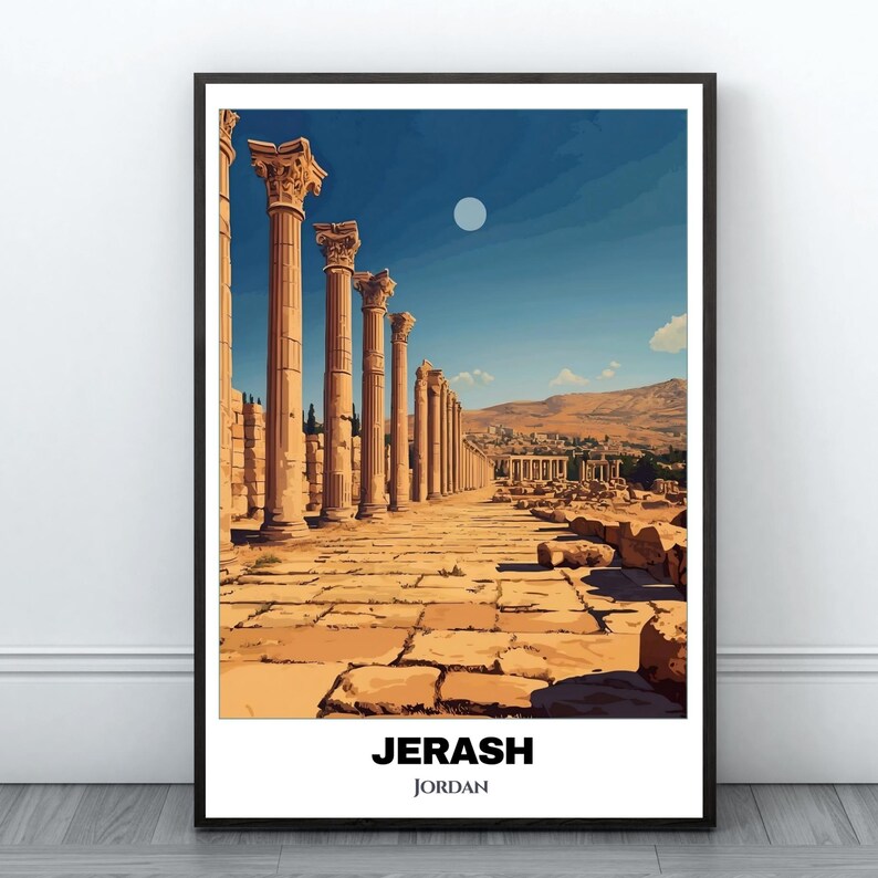 Jerash Travel Printable Poster - Jordan Travel Poster - Cityscape ...