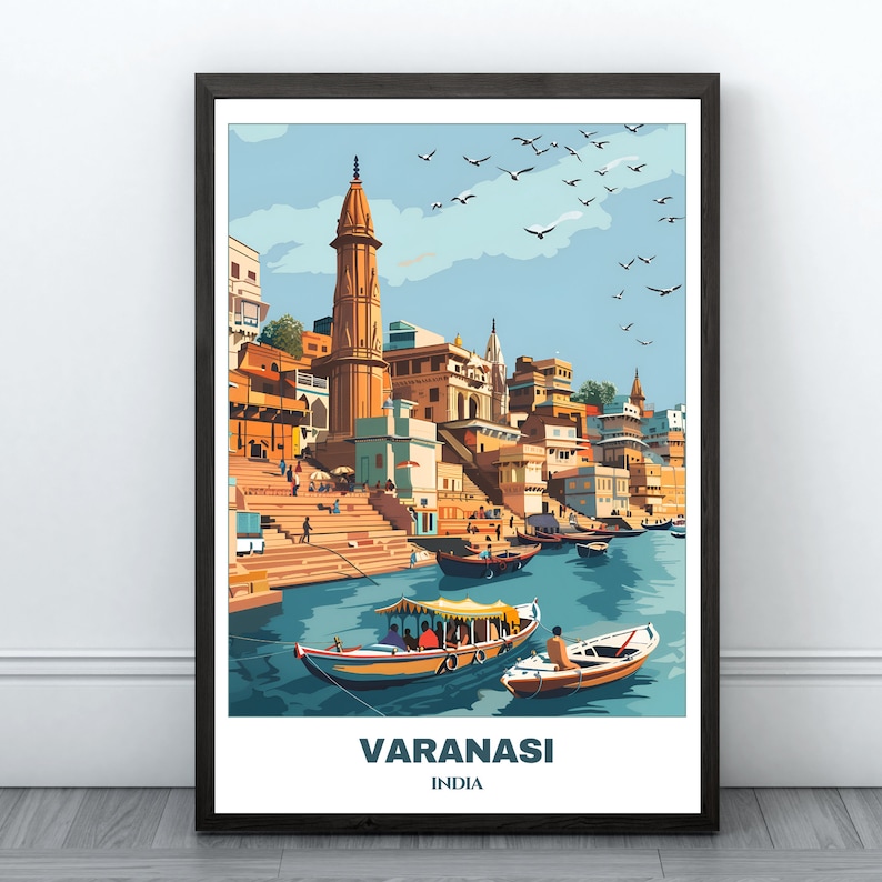 Varanasi Travel Printable Poster India Travel Poster varanasi Painting ...