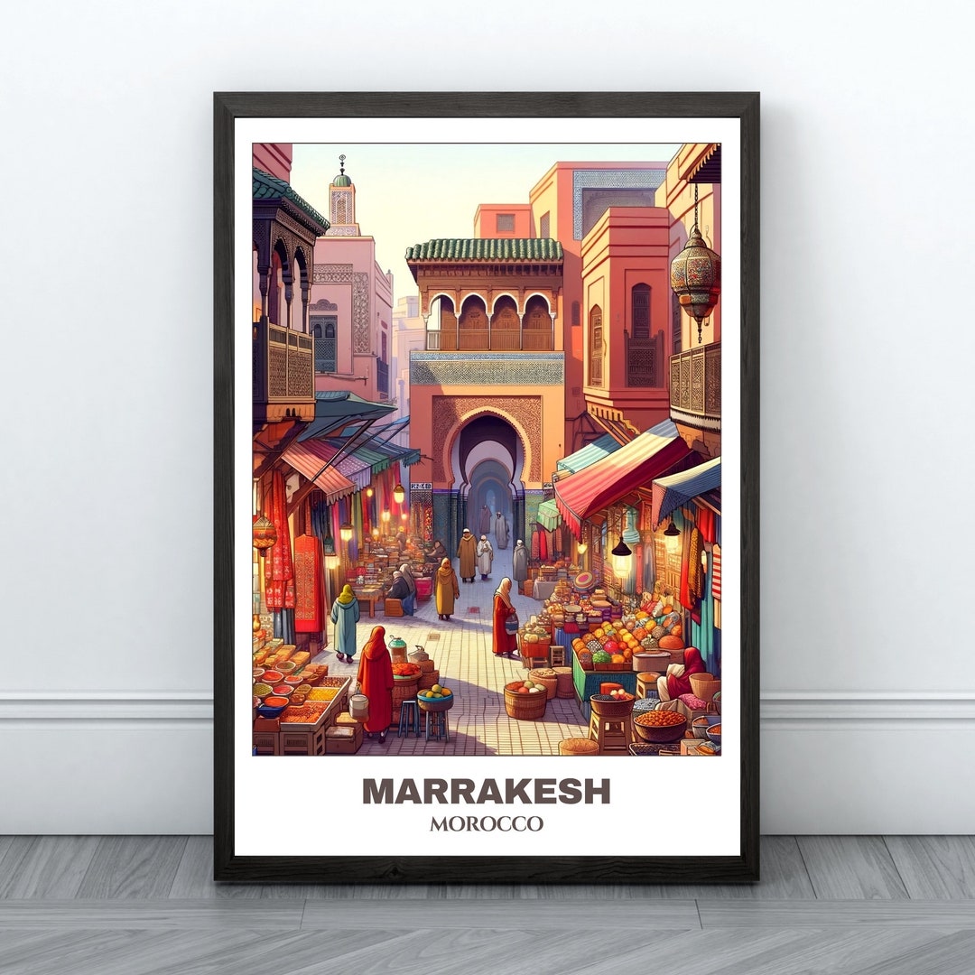 Marrekesh Travel Printable Poster - Morocco Travel Poster - Cityscape ...