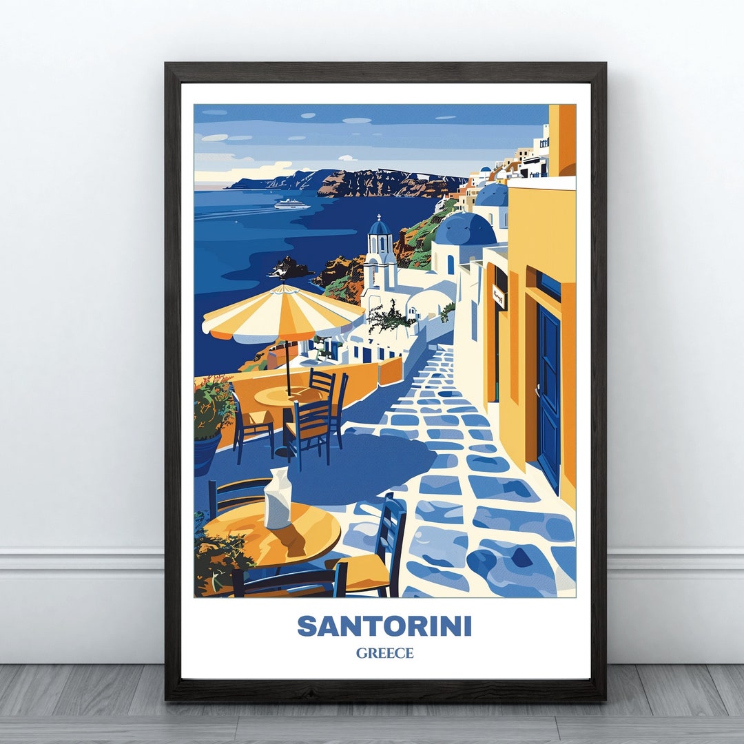Santorini Travel Printable Poster - Greece Travel Poster -cityscape ...