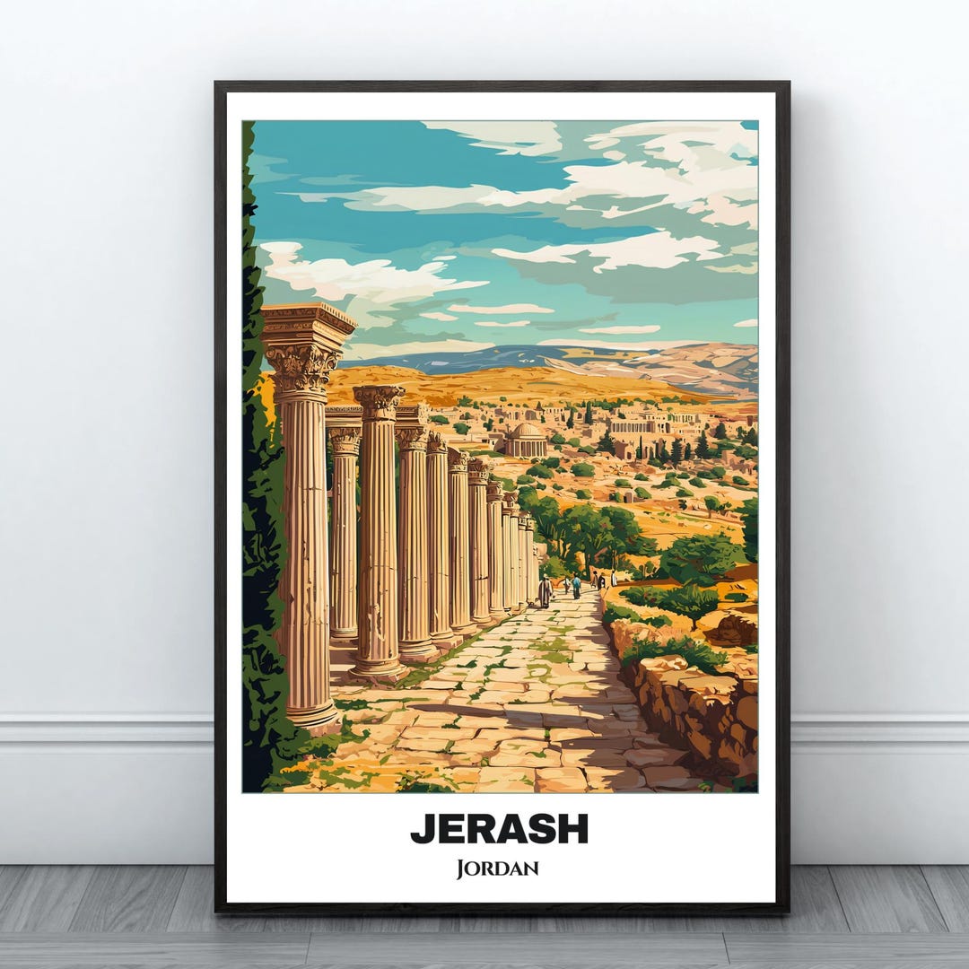 Jerash Travel Printable Poster - Jordan Travel Poster - Cityscape ...