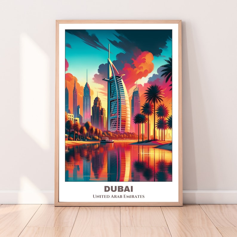 Dubai Travel Printable Poster united Arab Emirates Travel Poster ...