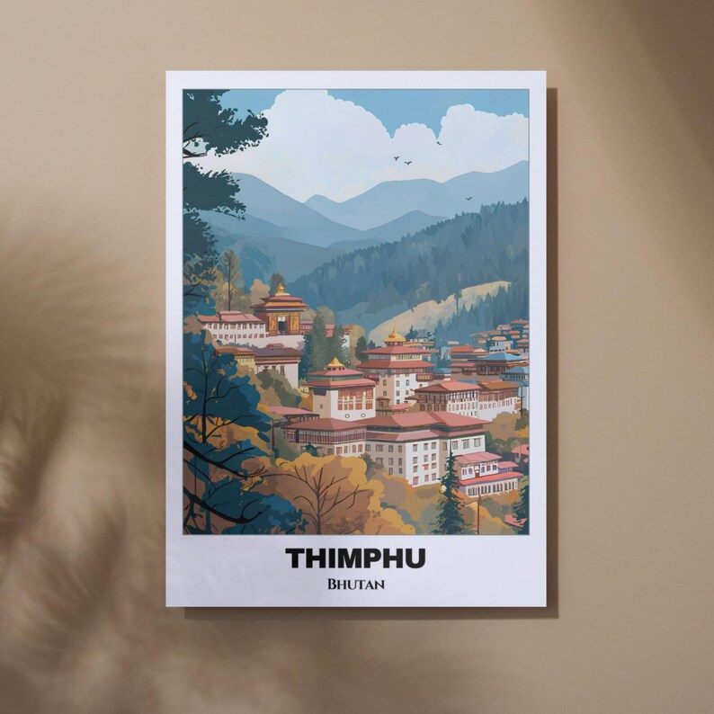 Thimphu Travel Print Bhutan Art - Thimphu Bhutan Gifts Poster - Home ...