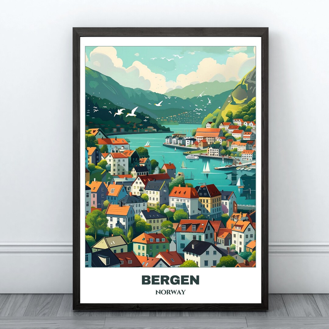 Bergen Printable Travel Poster - Norway Travel Poster - Insta Download ...