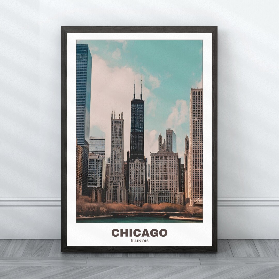CHICAGO City Printable Poster Illinois Travel Poster Cityscape Painting ...