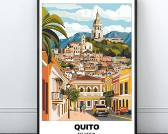 Quito Travel Printable Poster Ecuador Travel Poster Citycape Painting Digital Wall Art Print ...