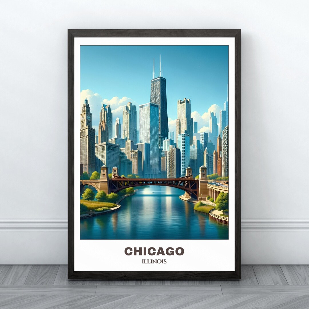 CHICAGO City Printable Poster Illinois Travel Poster Cityscape Painting ...
