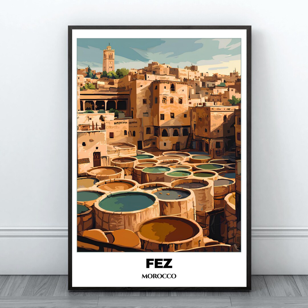 Fez Travel Printable Poster - Morocco Travel Poster - Citycape Painting ...