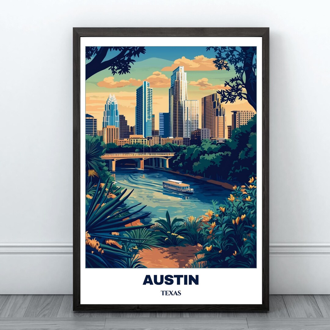 Austin Printable Travel Poster - Texas Travel Poster -digital Print ...